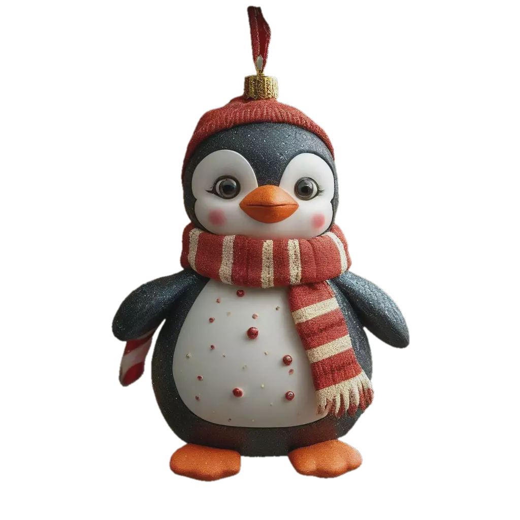"A baby penguin with a candy cane in his hands" — image created in ...