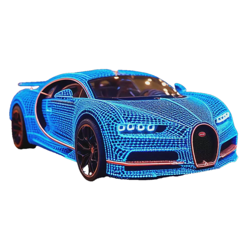 "Light blue bugatti" — image created in Shedevrum