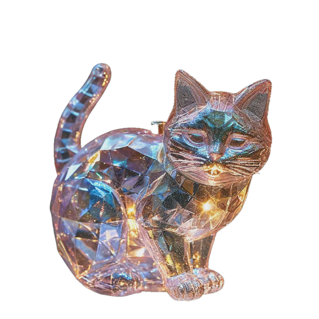 "4K Neon Holographic Crystal Cat" — image created in Shedevrum