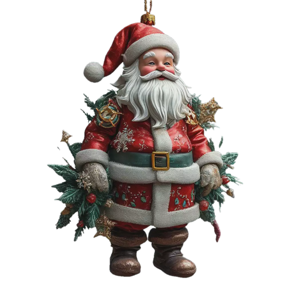 "Santa Claus in the form of a Christmas tree with a snowball and stars ...