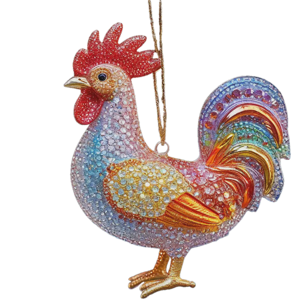 "Rainbow-colored rooster with diamond inserts and sparkling sequins in ...