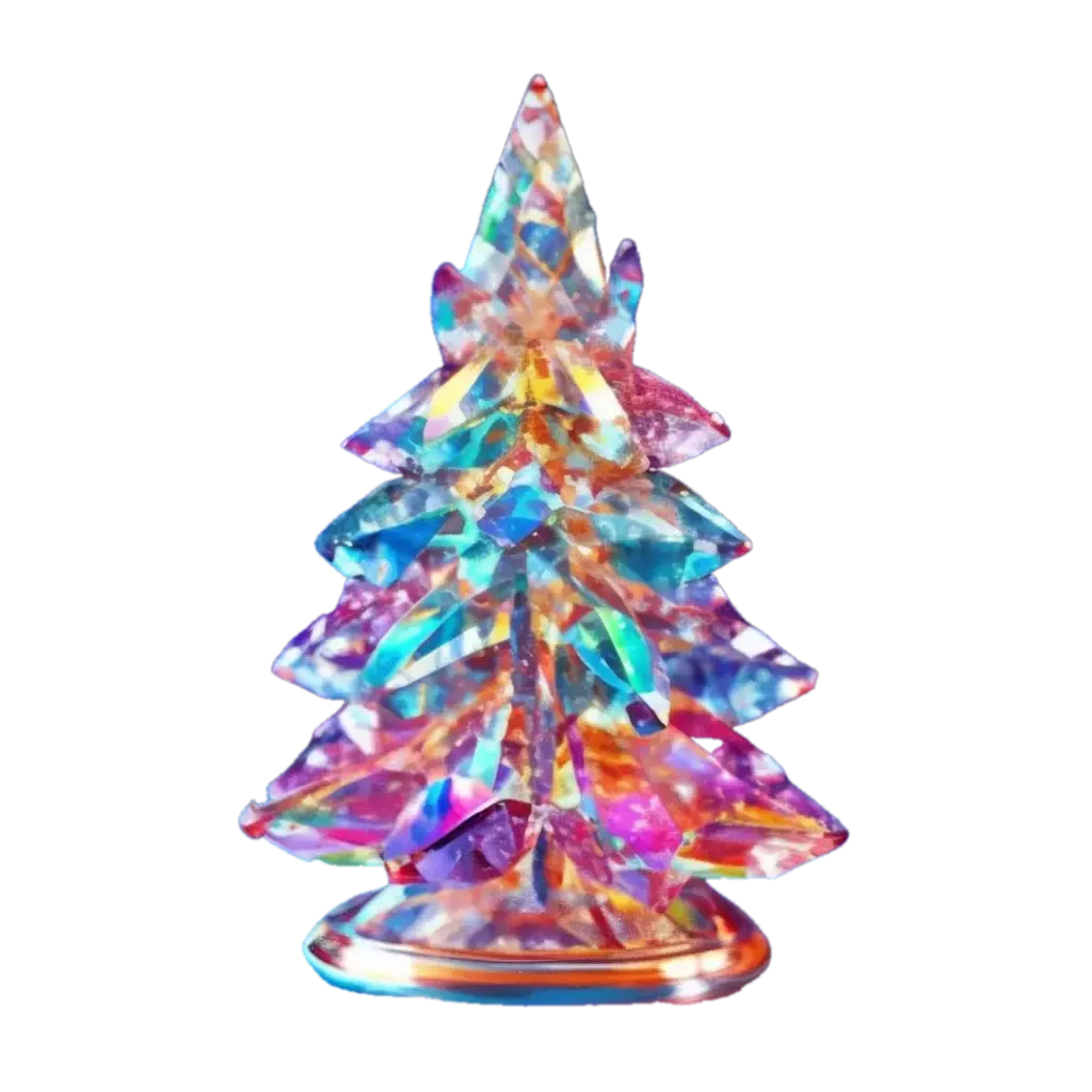"Magical iridescent winter fir forest, crystal trees with multicolored ...