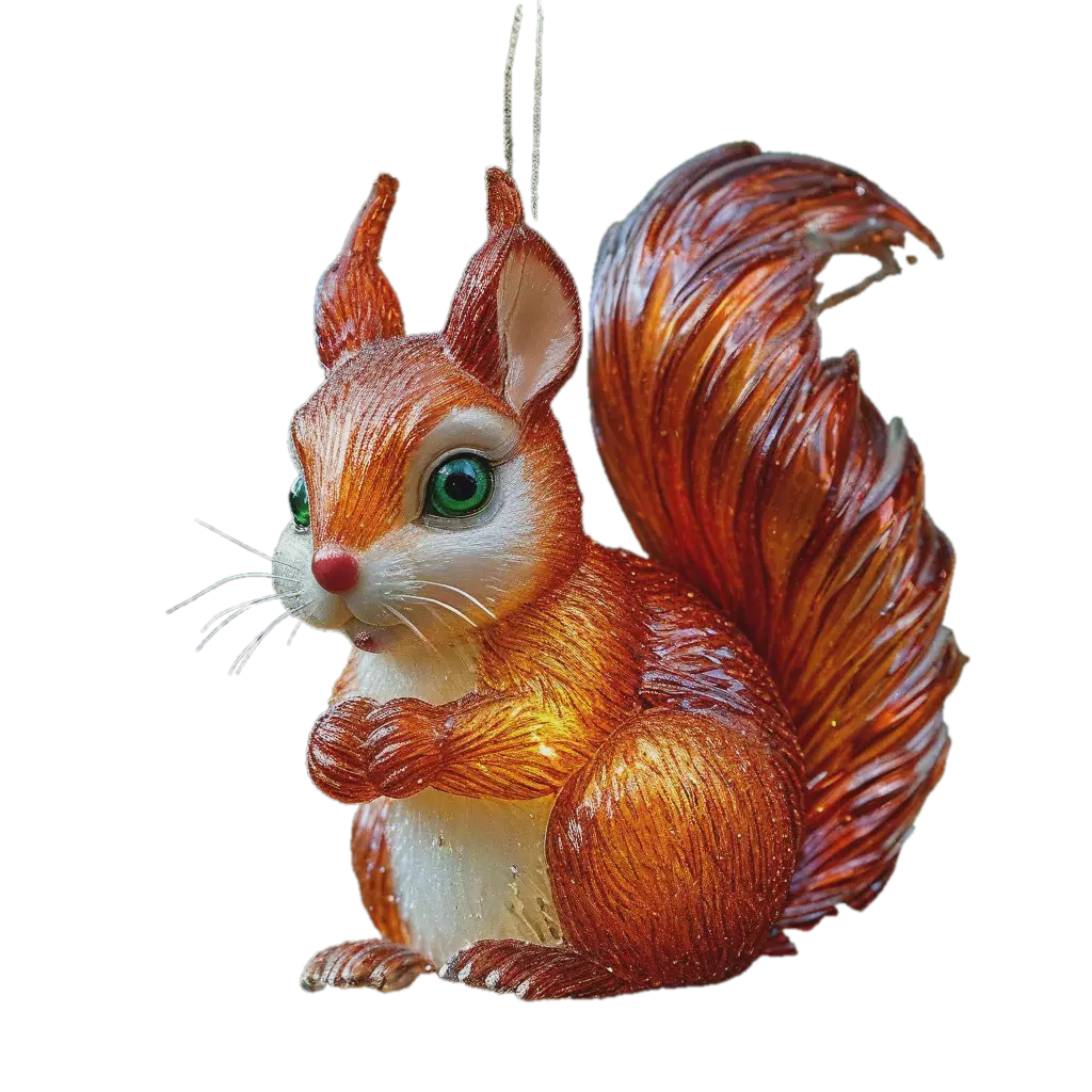 "A sad red squirrel with green eyes and a bushy tail" — image created ...