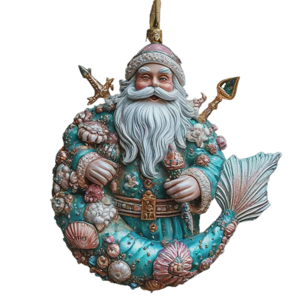"King Triton with a tail, a Trident and gifts, in the role of Santa ...