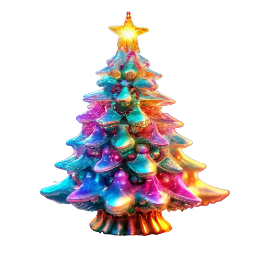 "Ethereal fantastic Christmas tree in dream hearts,magical steam wave ...