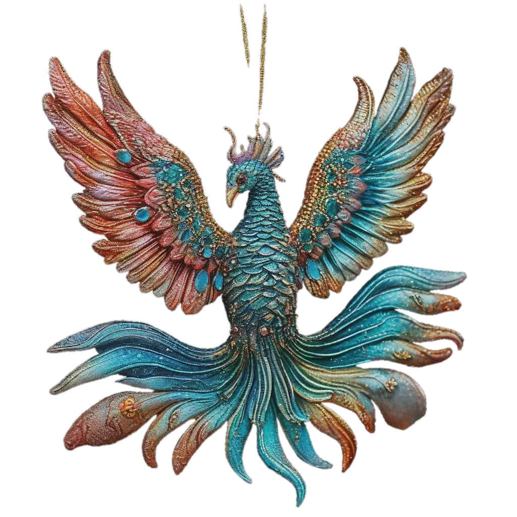 "A cool, realistic fire Phoenix, all on fire and covered in emerald ...