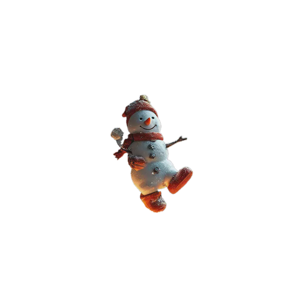 "In the air in zero gravity, a volumetric 9D projection of a snowman ...