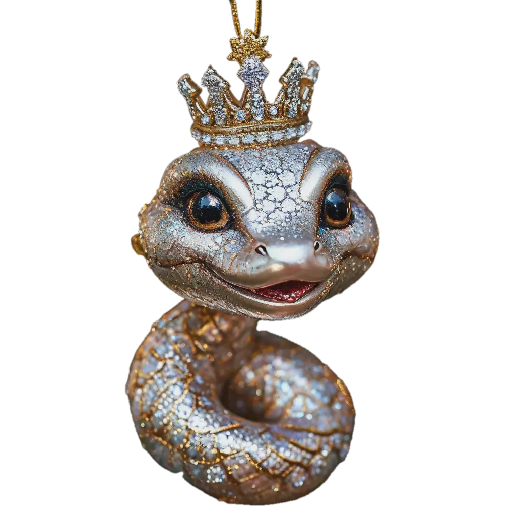 "A cute snake with a kind smile. In a mother-of-pearl fur coat and a ...