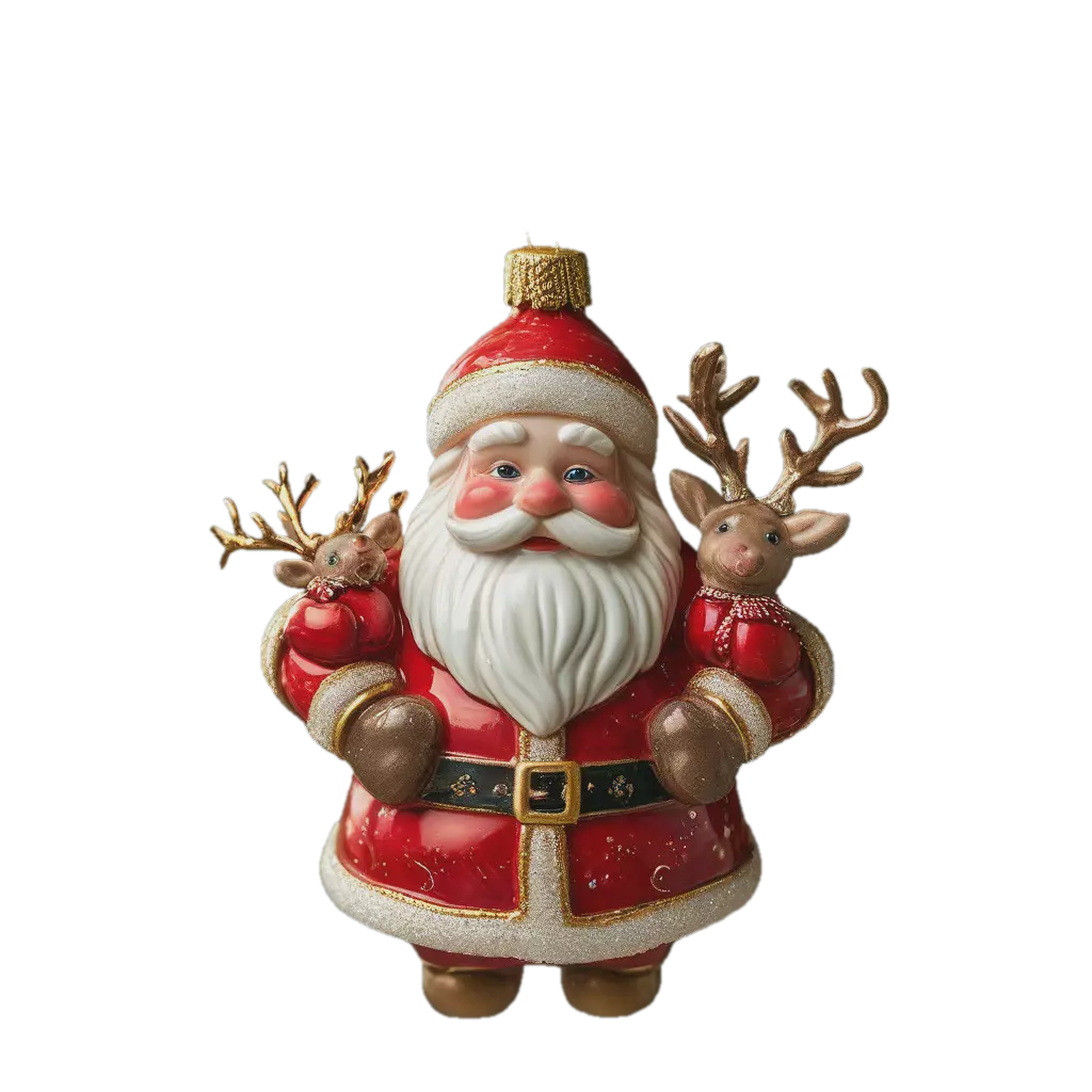 "Red toy with Santa Claus and reindeer" — image created in Shedevrum