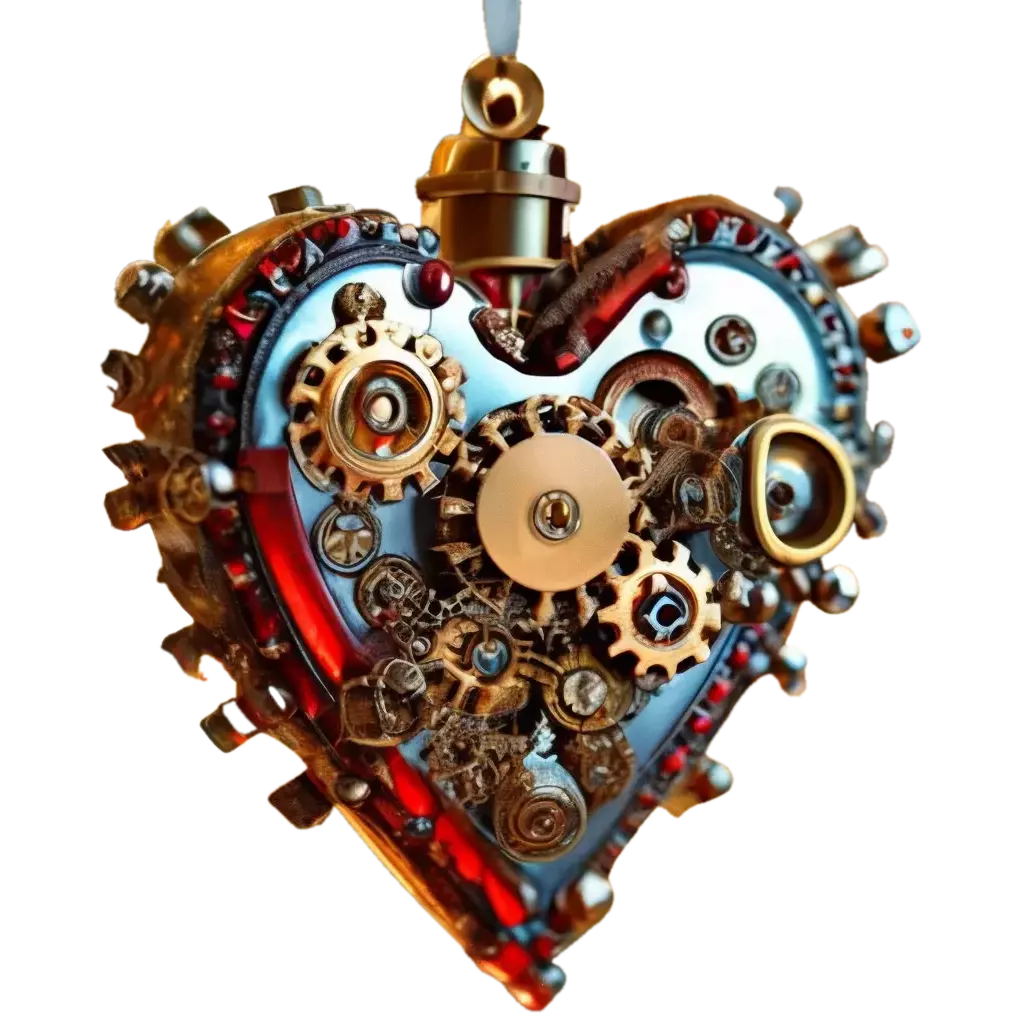 "Steampunk Heart Gears Springs Bolts Rivets" — image created in Shedevrum