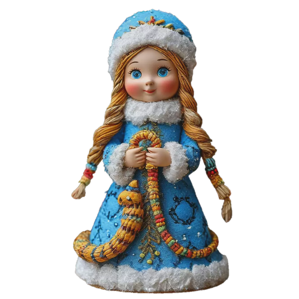 "The snow maiden holds a snake" — image created in Shedevrum