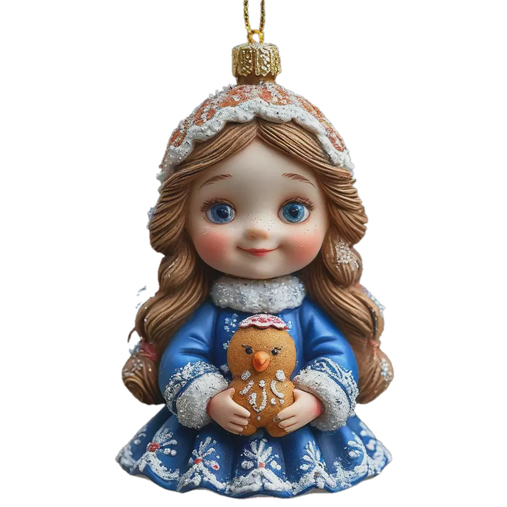 "Cute girl with a gingerbread chicken" — image created in Shedevrum