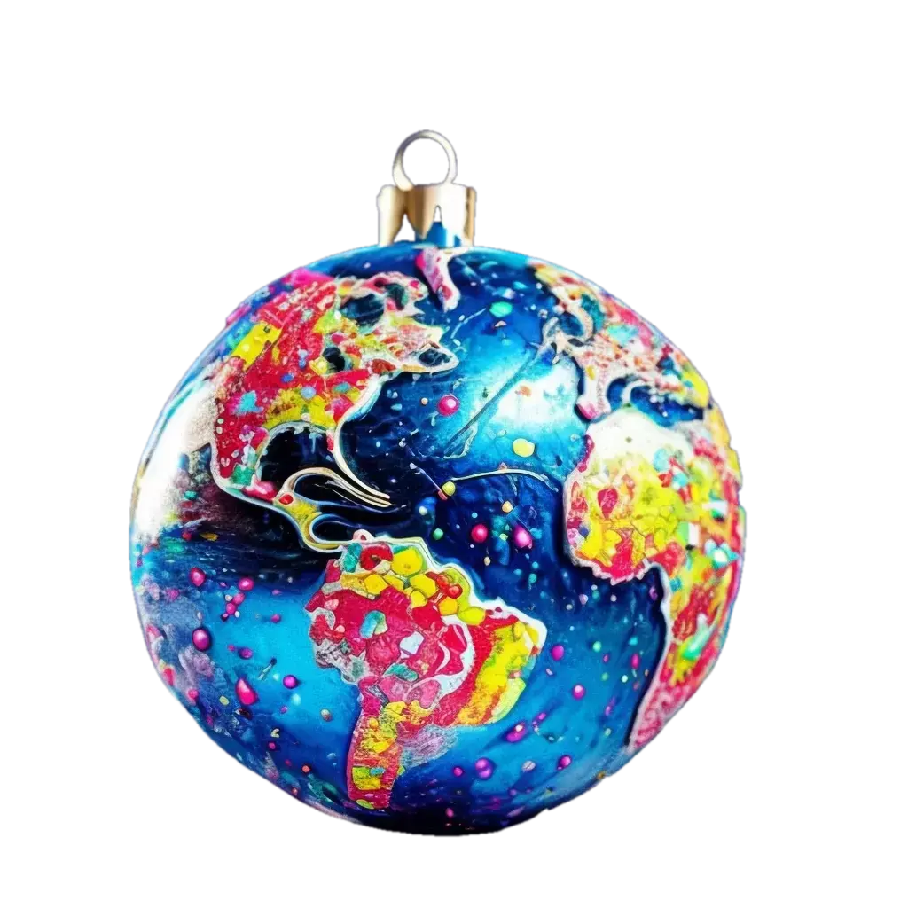 "3d graffiti Christmas tree ball, planet-globe-earth-world, continents ...