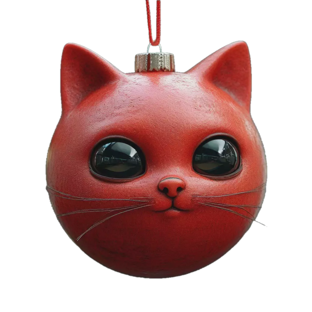 "The ball is a red-colored cat with cute eyes" — image created in Shedevrum