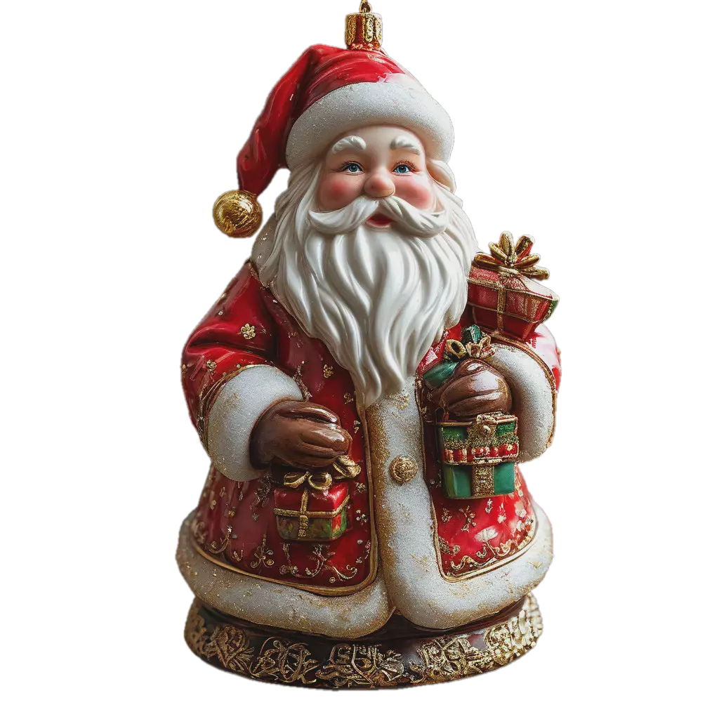 "Santa Claus with gifts, and a staff, with a red hat and a suit with a ...