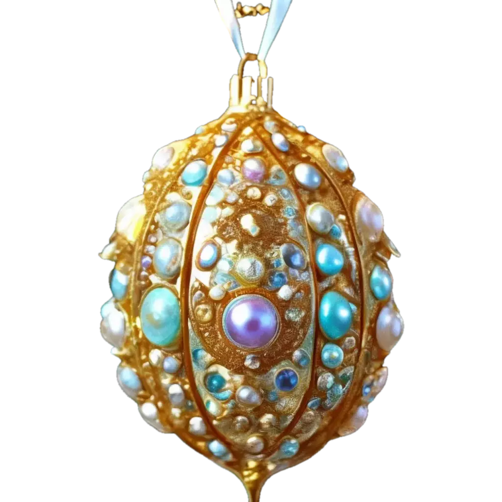 "Mythical shell, pearl, gold with mother of pearl, intricate patterns ...