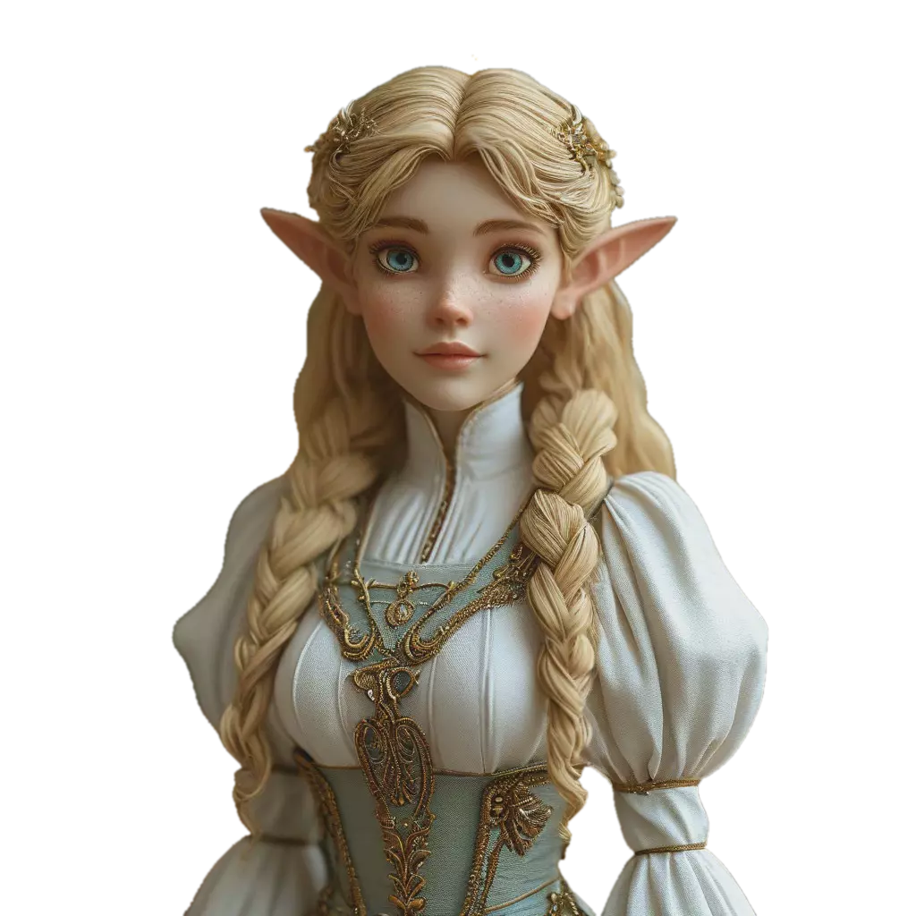 "Galadriel from the Lord of the Rings in a white dress, elf with big ...