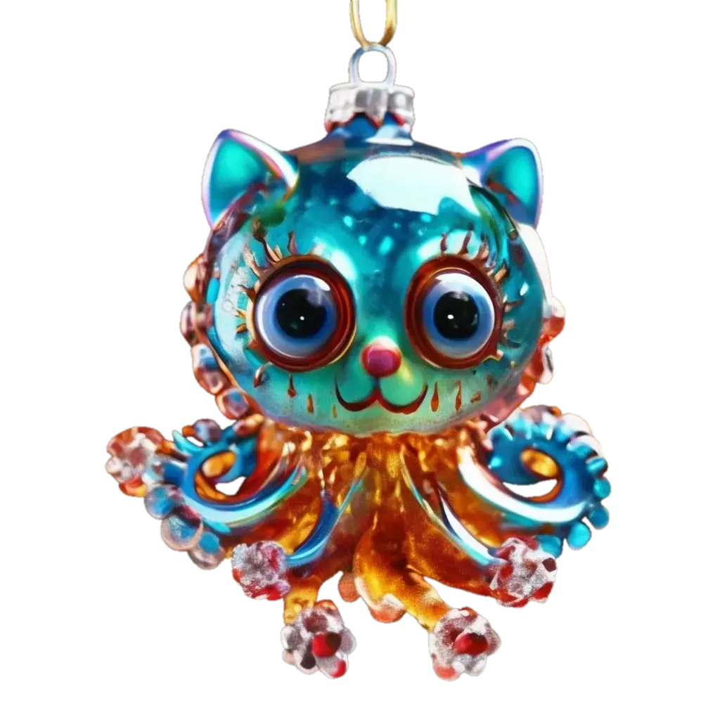huge octopus cat, with big eyes , movement, beautiful eyes" — image created
