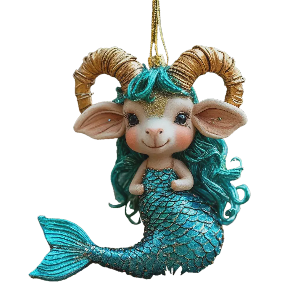 "A bright sparkling capricorn with a turquoise mermaid tail and ...
