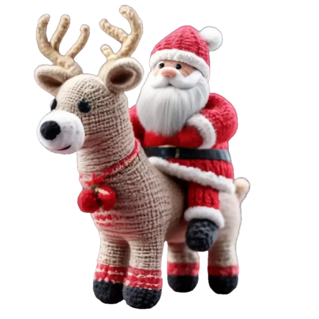 "Knitted Santa Claus on a reindeer photorealistic, volumetric e ...