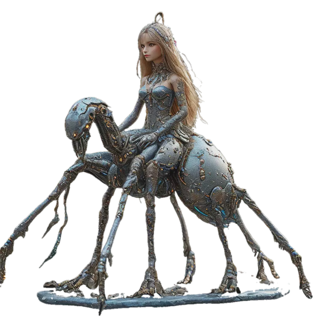 "Hybrids arachnid centaur +girl+frost+…" — image created in Shedevrum
