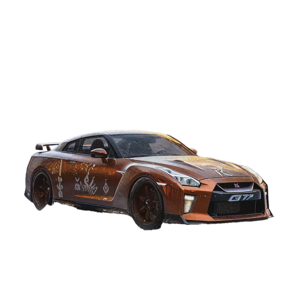 "Nissan GTR 67 gray-brown-crimson color, driving around the city ...
