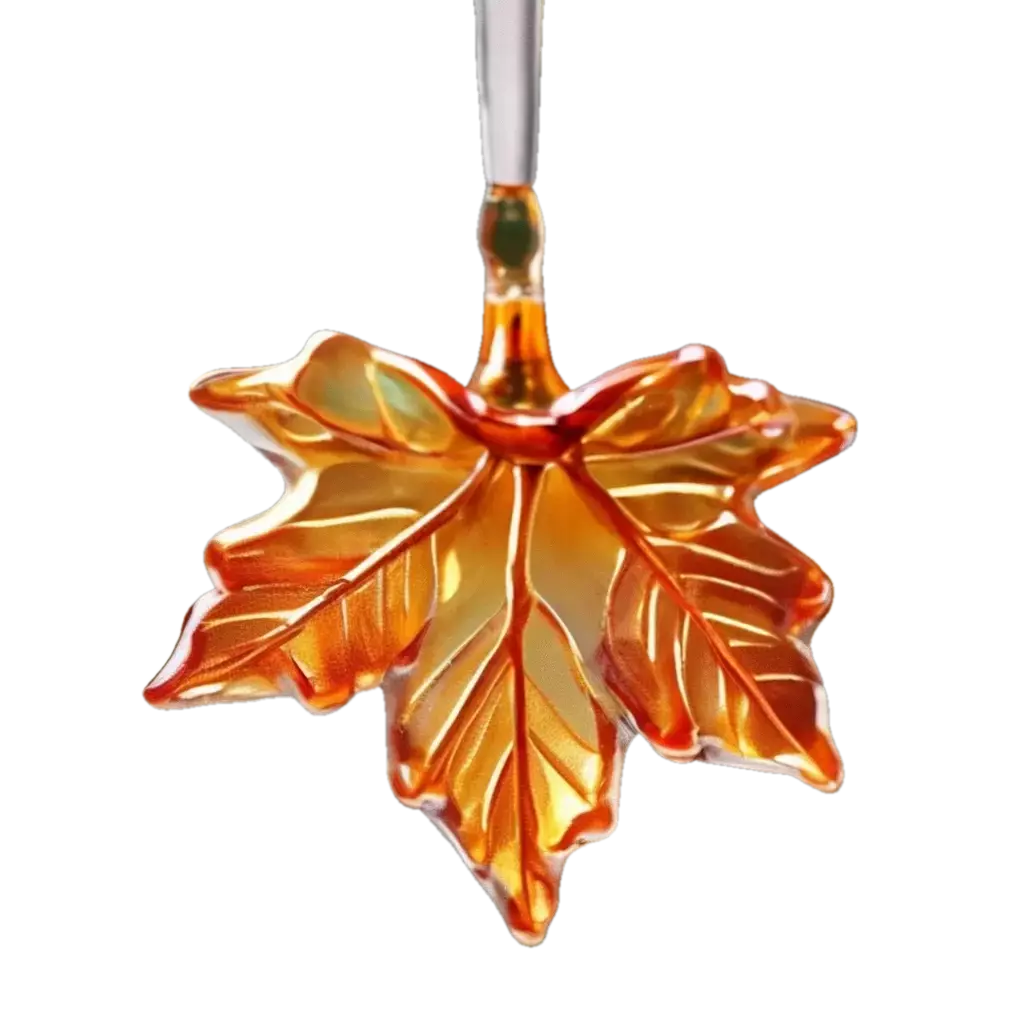 " 🧡💛🍁Orange-gold Realistic Shiny Glass Transparent Maple Leaf" — image ...