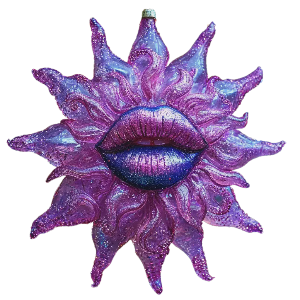"Spiky star, transparent organic membrane filled with glowing spirals ...