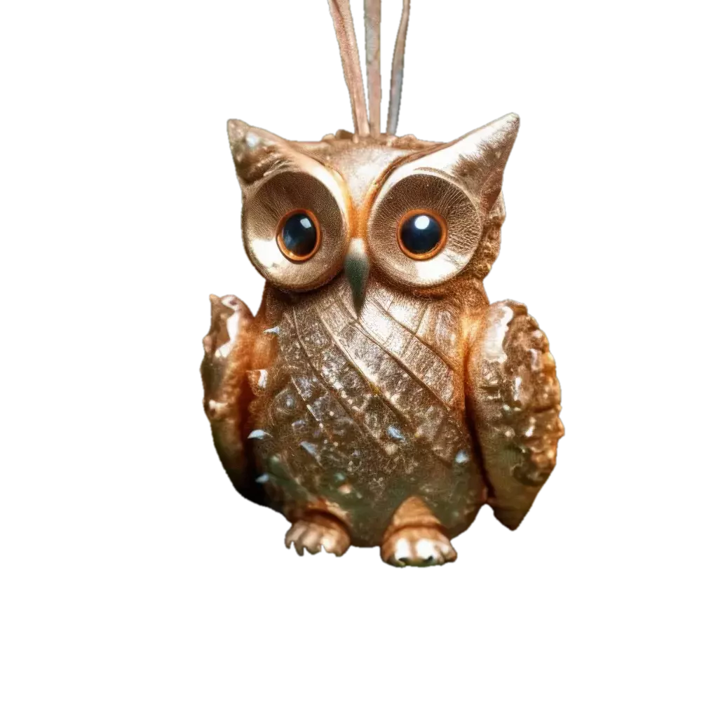 "A light brown owl that sits on a tree branch against the background of ...