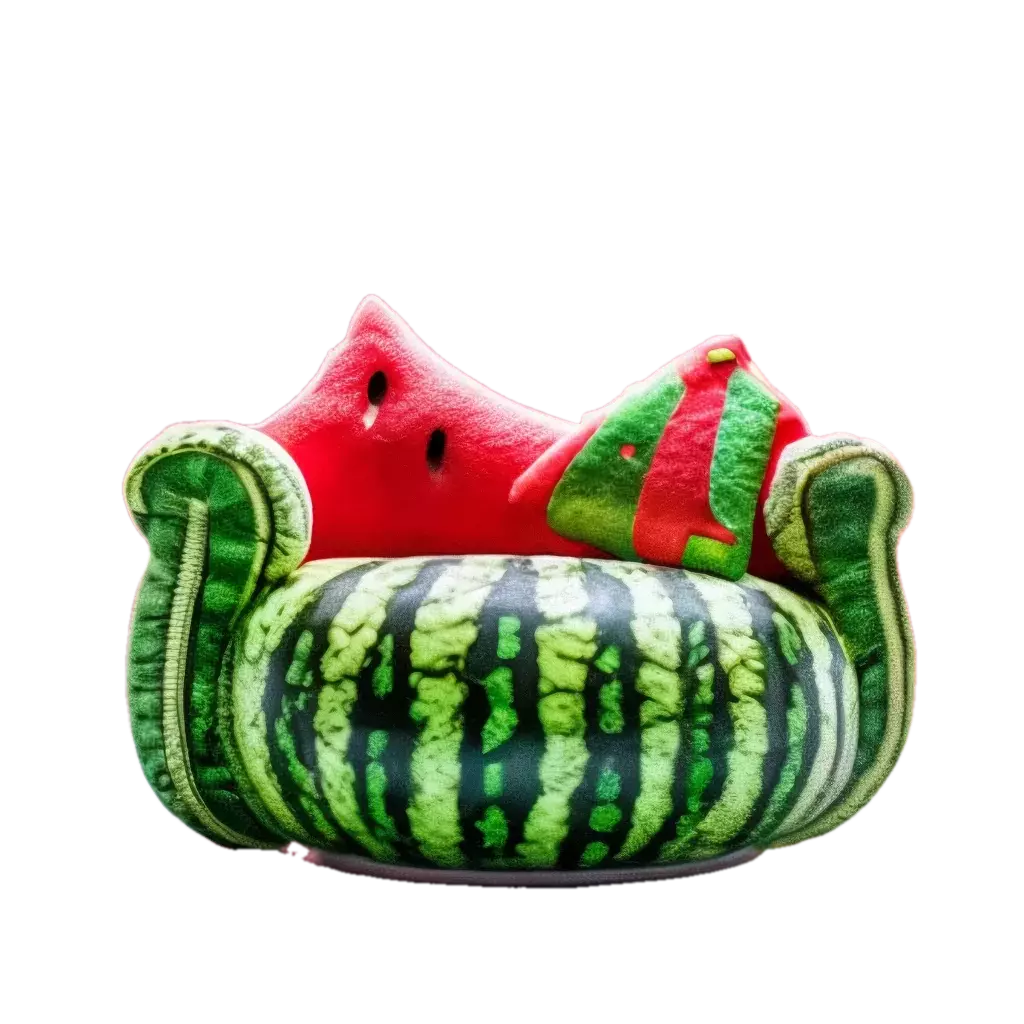 "Sofa in the form of a watermelon cut into thin slices, aesthetically ...