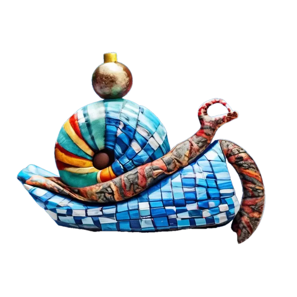 "Snail snake, trying to eat a toy ship on a white background, 3D ...