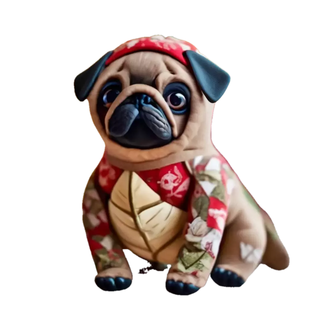 "A pug in a dragon costume" — image created in Shedevrum