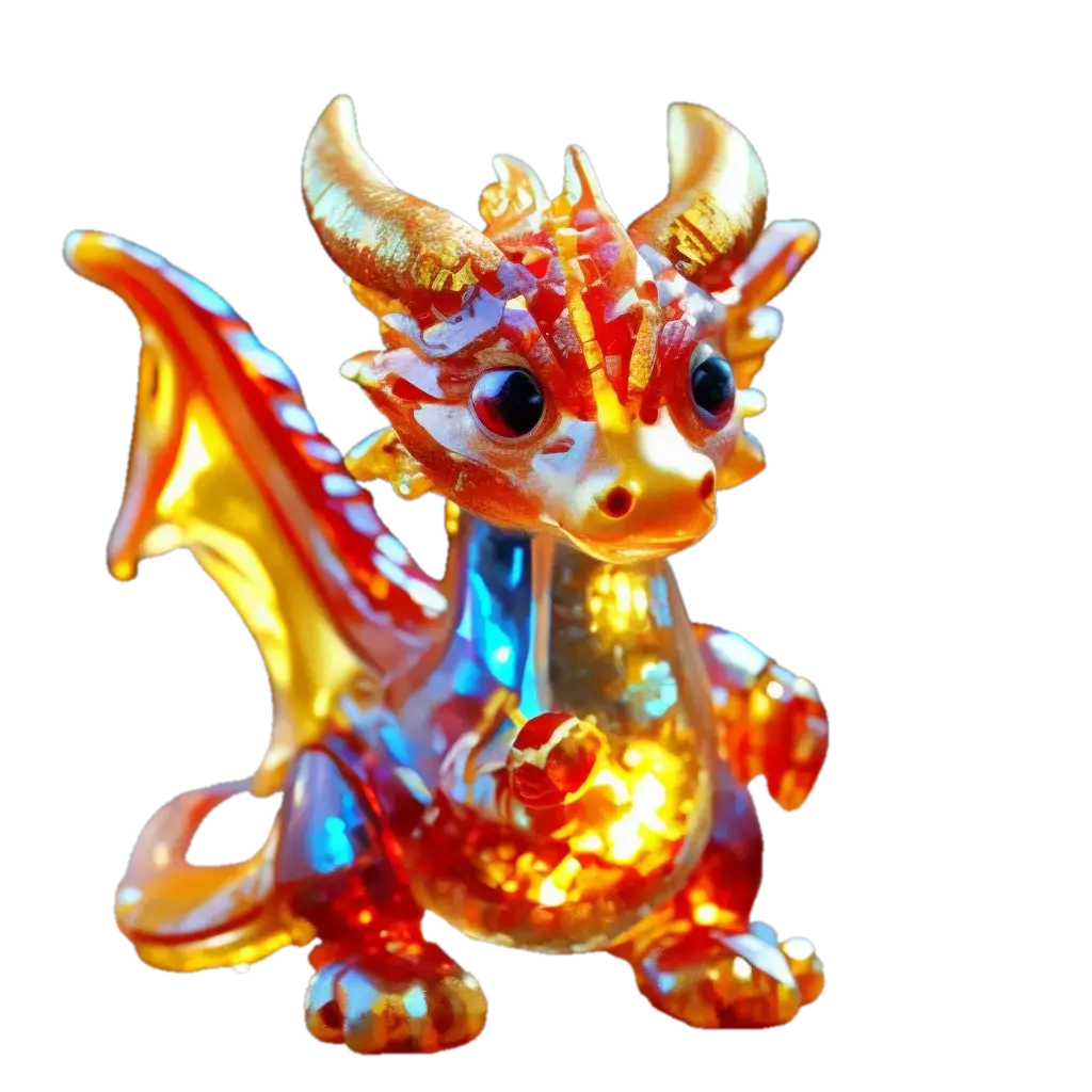 "A glass crypt dragon-the sun, red, orange, blue, yellow, delicate rays ...