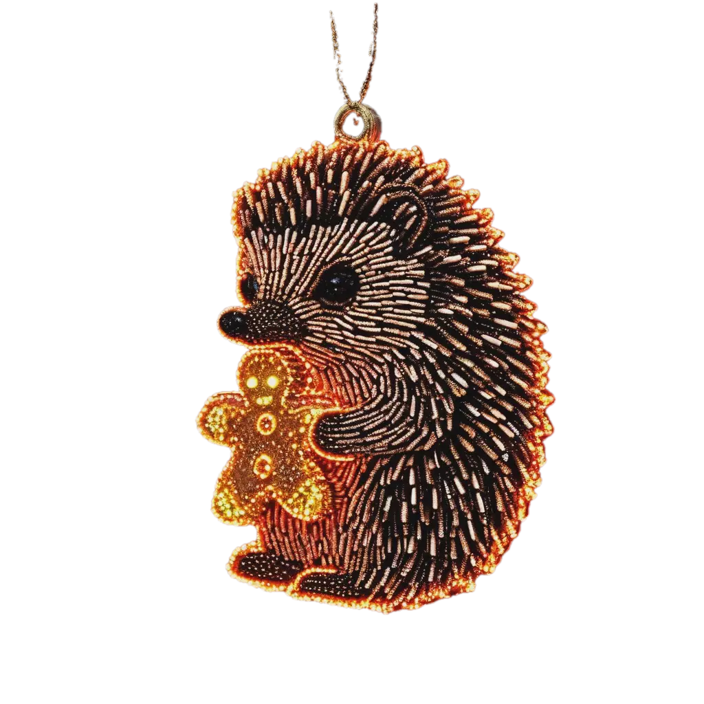 "Hedgehog eats gingerbread man" — image created in Shedevrum