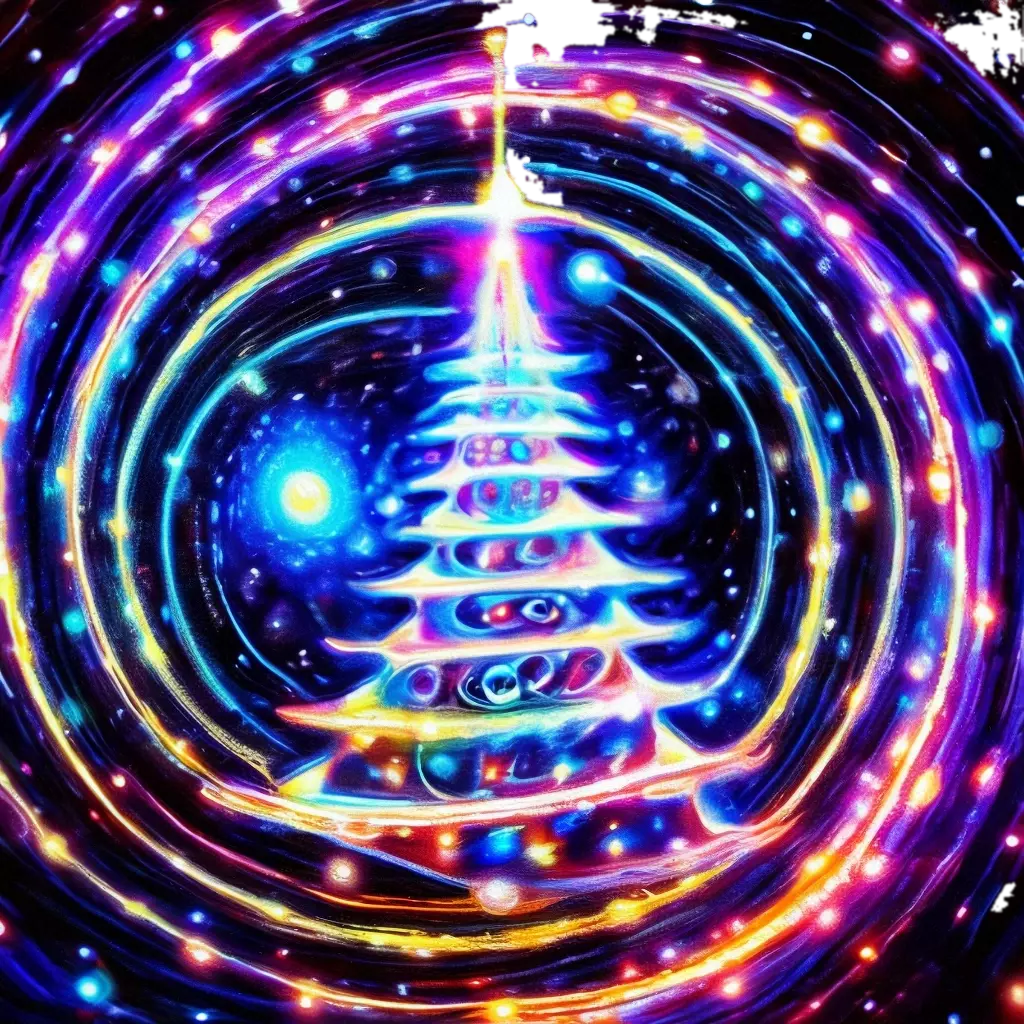 "Drawing with a cosmic fractal, dark art, starfall effect, white desert ...