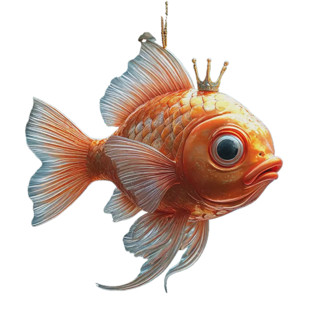 "Cute cute cartoon goldfish with big lips and a long hanging tail with ...