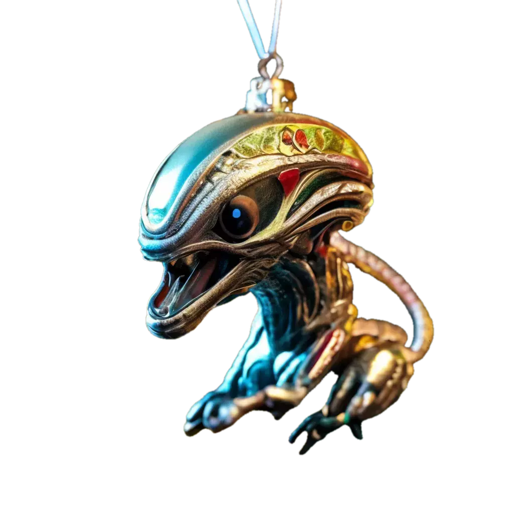"Xenomorph Christmas tree toy" — image created in Shedevrum