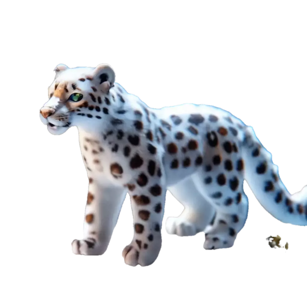 "A snow leopard stands on a rock in snowy weather" — image created in ...