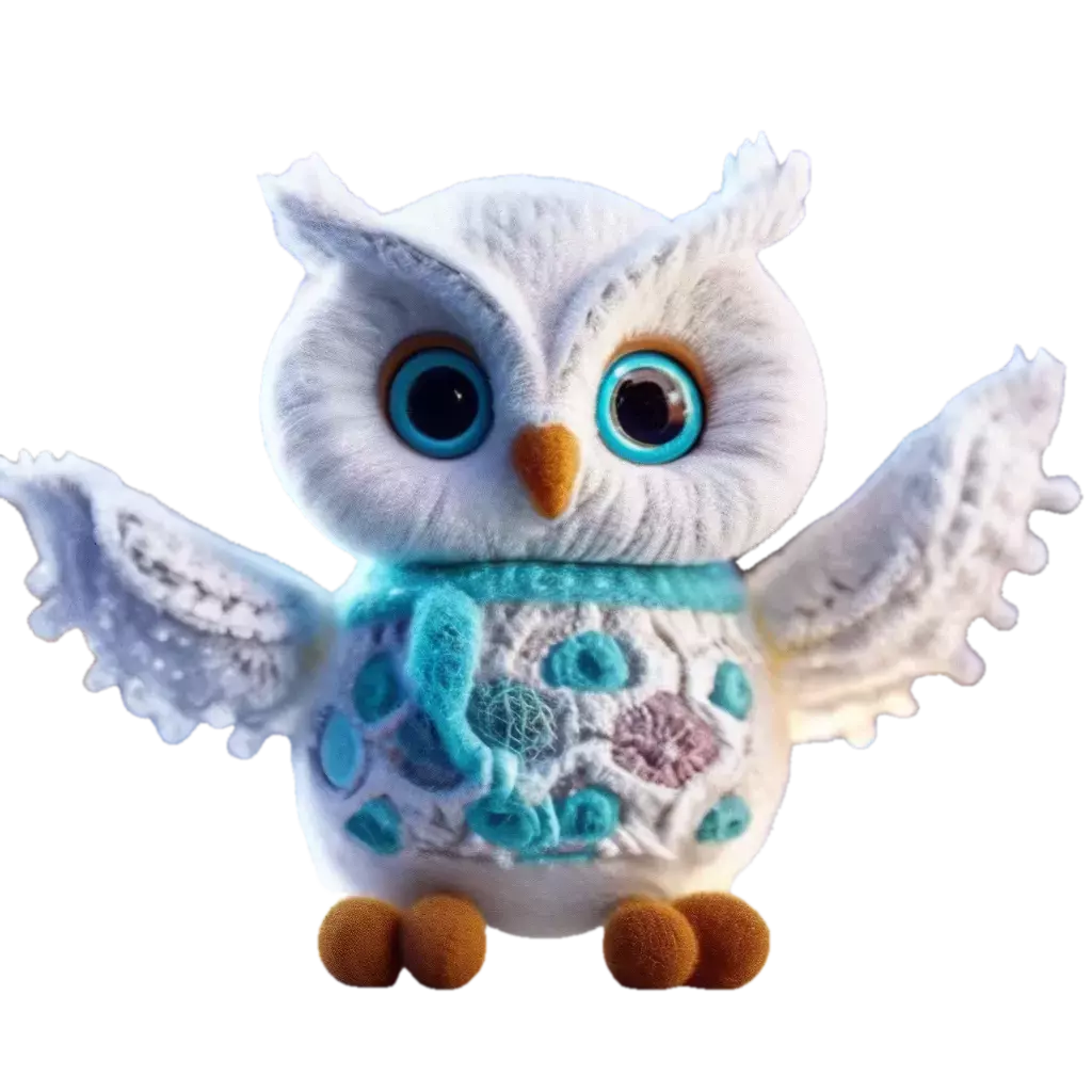 "Cute hyperdetalized snow-white owl,Pixar-style,smile,multicolored ...