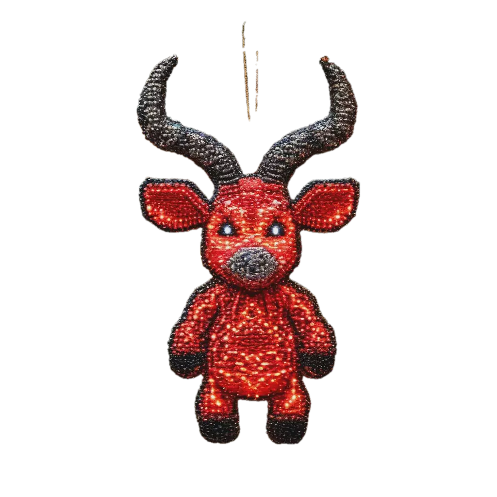 «IMP with red skin and black-white horns» — картинка создана в Шедевруме