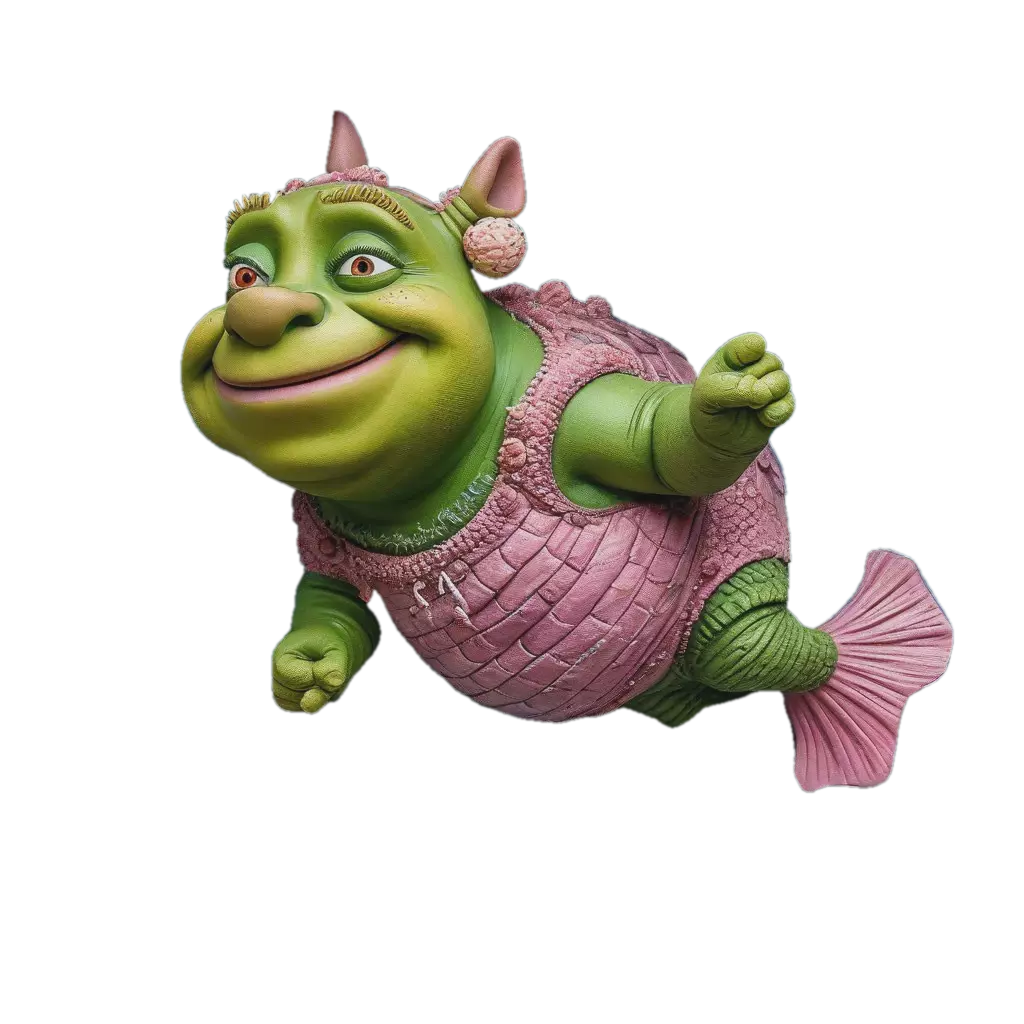 "Shrek is swimming in the sea, Shrek …" — image created in Shedevrum
