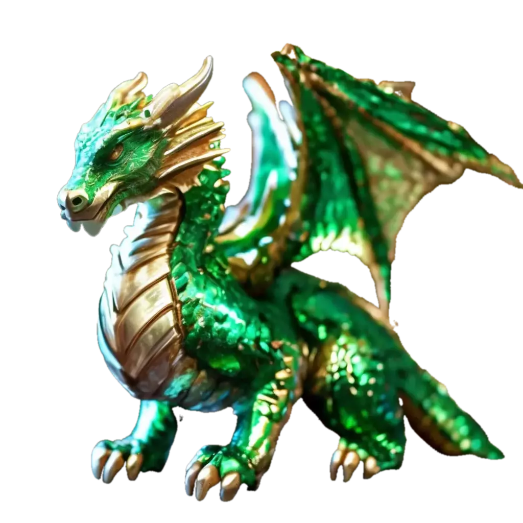 "The elven dragon is green and kind" — image created in Shedevrum